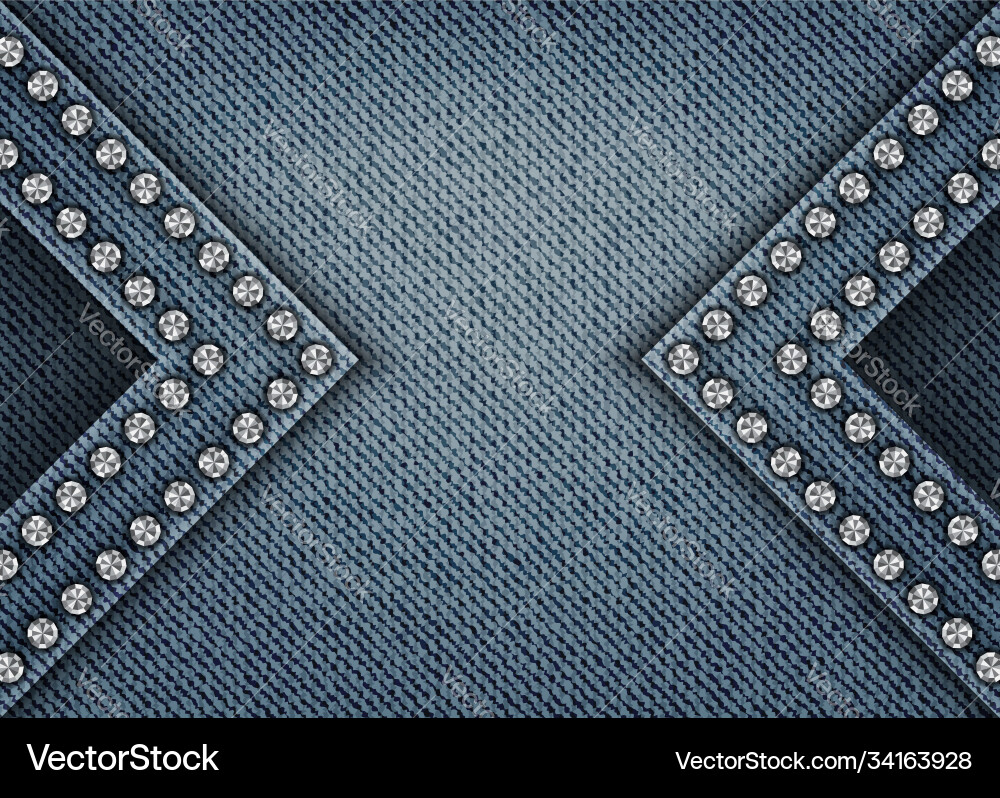 Blue denim banner with wedges with silver spangles