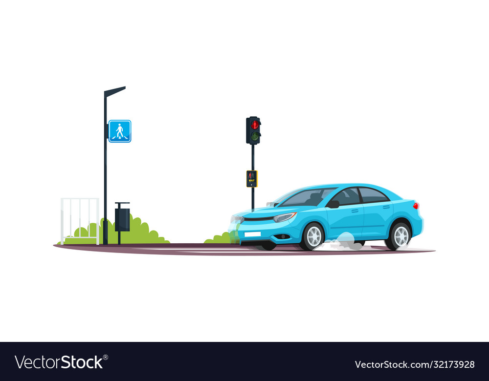 Car crossing pedestrian crosswalk semi flat rgb Vector Image