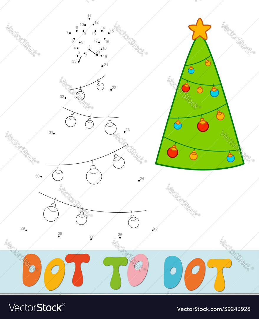 Dot to christmas puzzle connect dots game Vector Image
