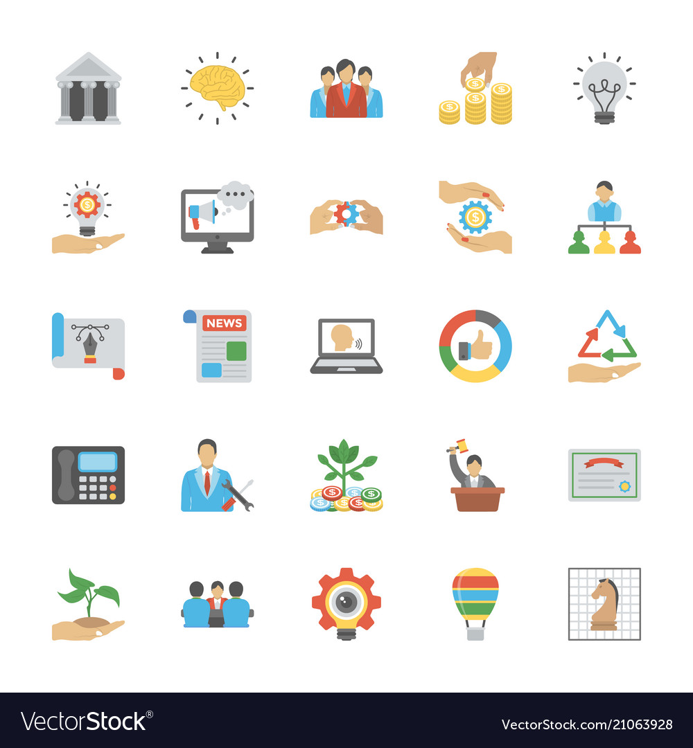 Entrepreneurship flat icons pack Royalty Free Vector Image Entrepreneurship flat icons pack Royalty Free Vector Image