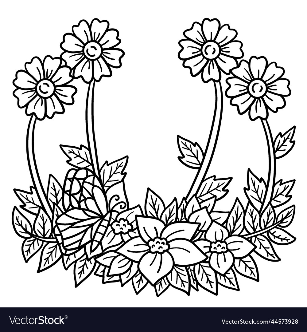 Flower with butterfly isolated coloring page Vector Image Flower with butterfly isolated coloring page Vector Image