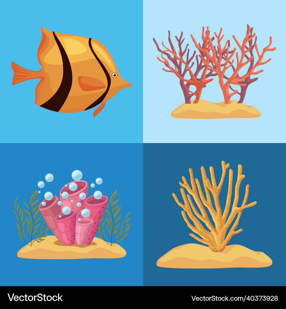 Four sea life icons Royalty Free Vector Image - VectorStock