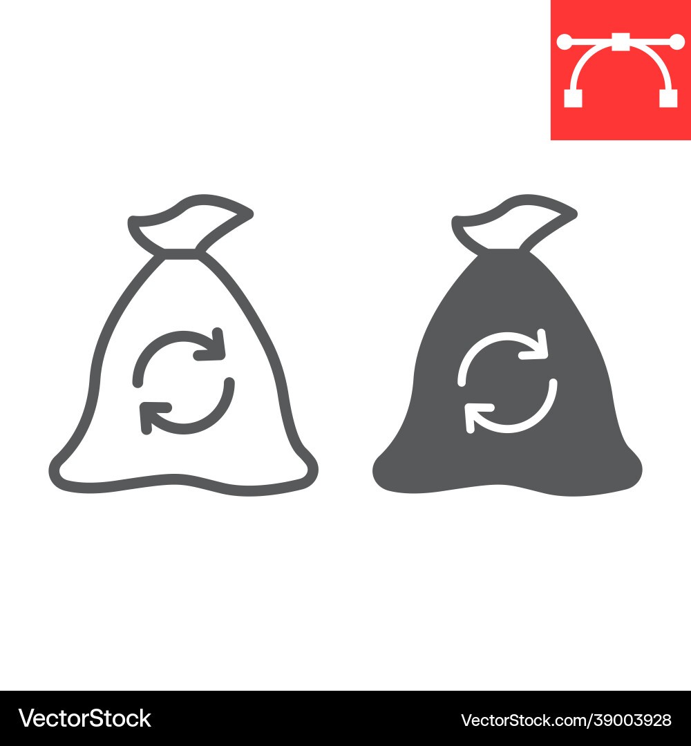 Garbage bag line and glyph icon waste ecology Vector Image