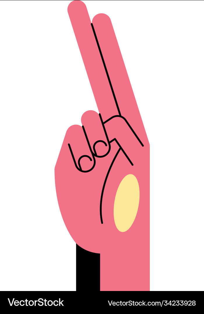 Hand sign language u line and fill style icon Vector Image