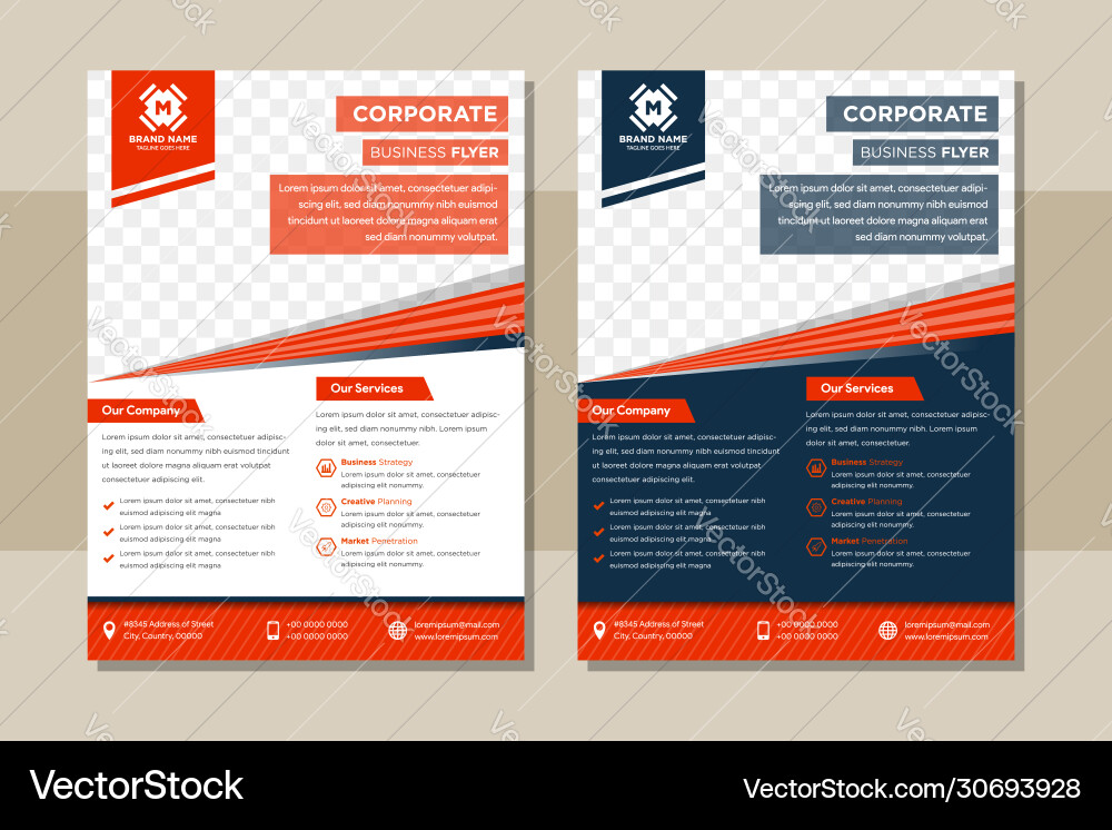 Layout modern with orange and blue color size a4 Vector Image