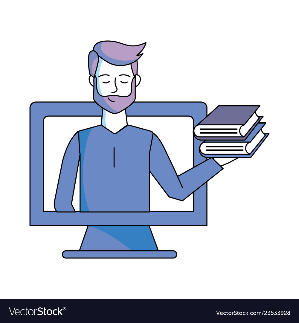 Man with computer Royalty Free Vector Image - VectorStock