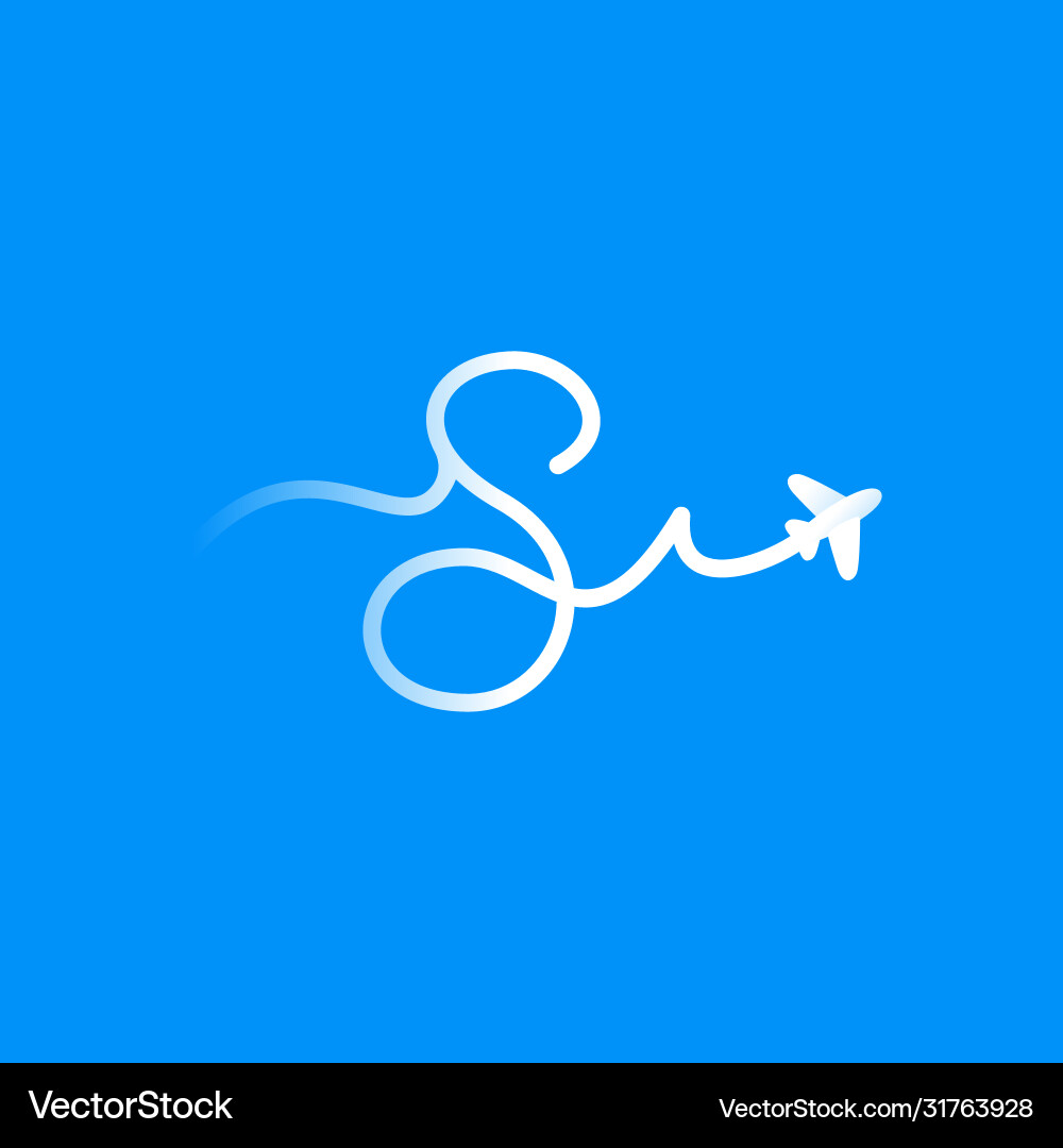 S letter logo with plane and airline Royalty Free Vector