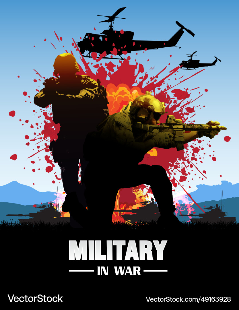 Soldiers on the battlefield Royalty Free Vector Image