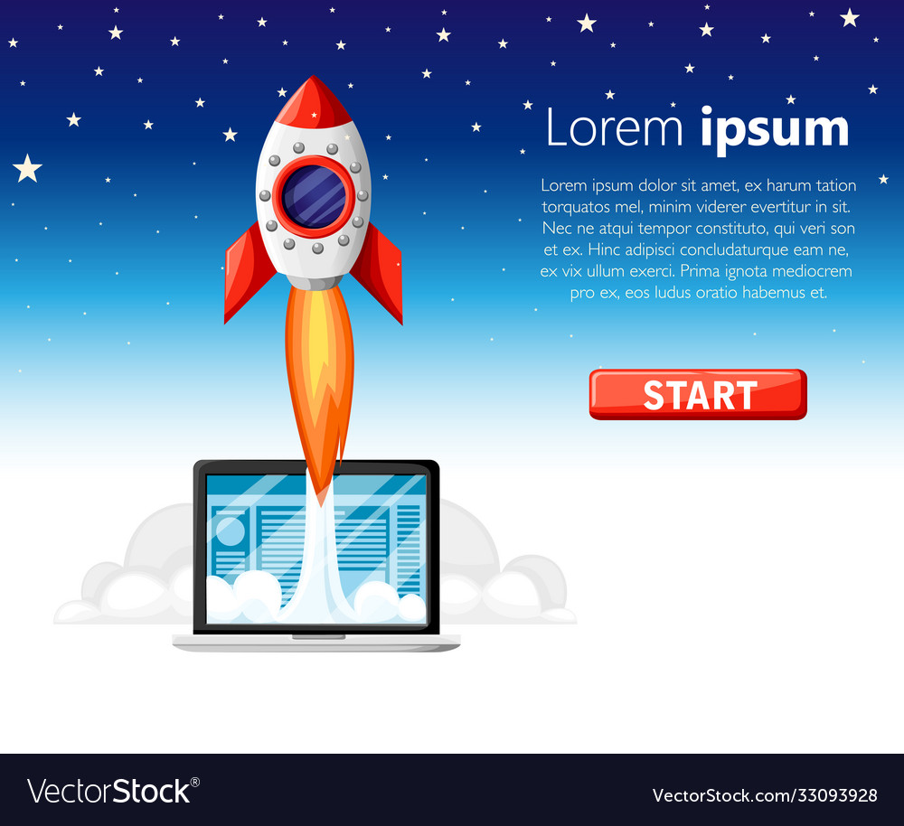 Start up concept rocket flying in space Royalty Free Vector