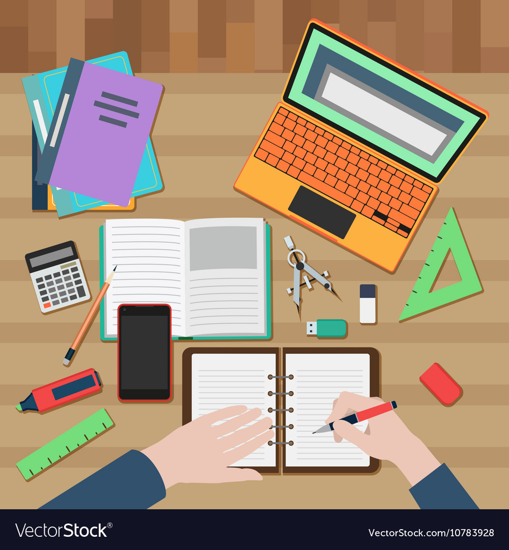 Student workplace Royalty Free Vector Image - VectorStock