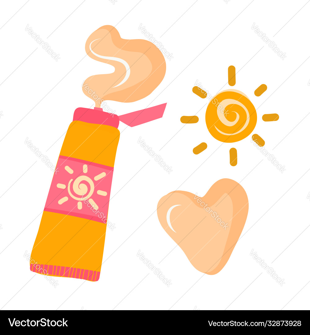 Sunscreen in a tube heart Royalty Free Vector Image