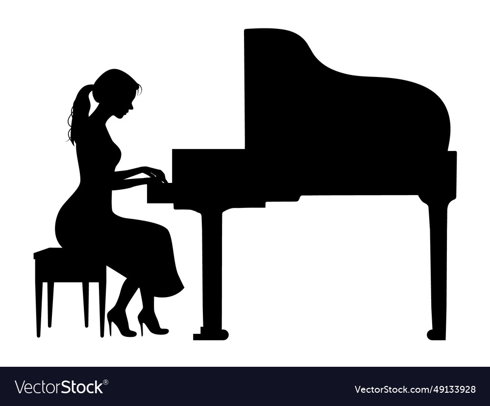 Woman playing piano silhouette pianist Royalty Free Vector Woman playing piano silhouette pianist Royalty Free Vector