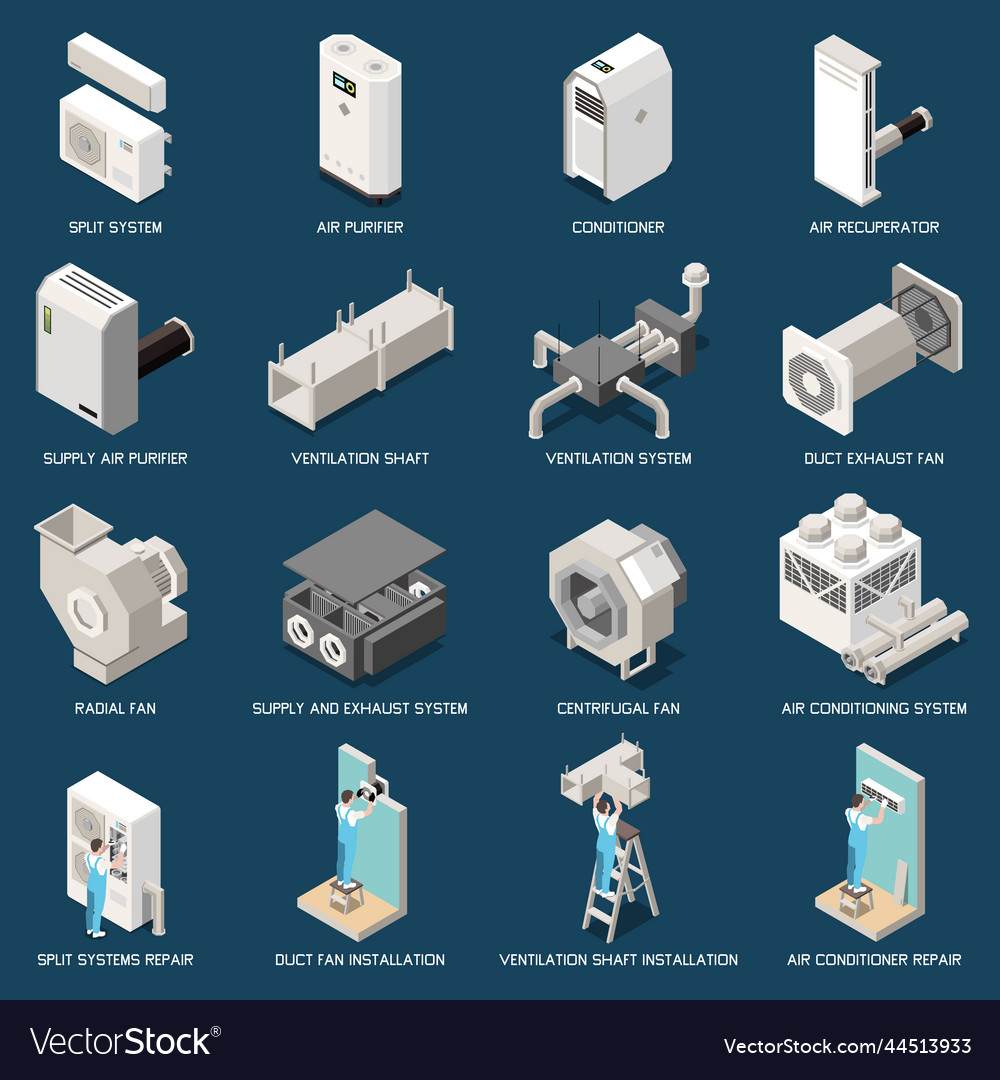 Air conditioning set Royalty Free Vector Image
