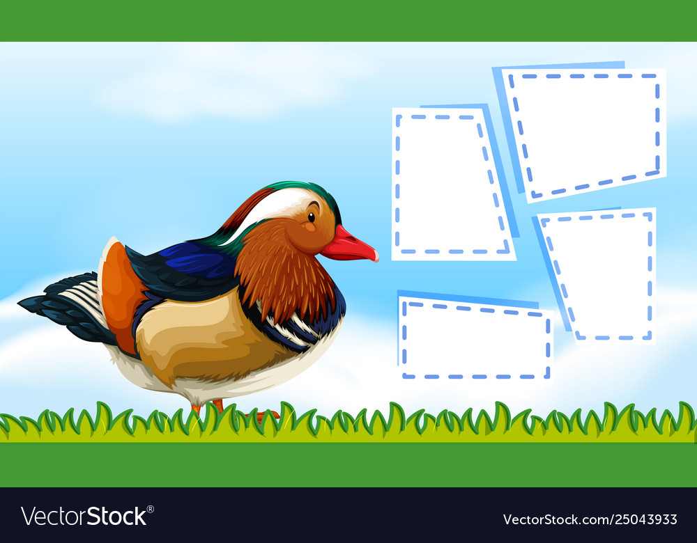 Duck on note template Royalty Free Vector Image