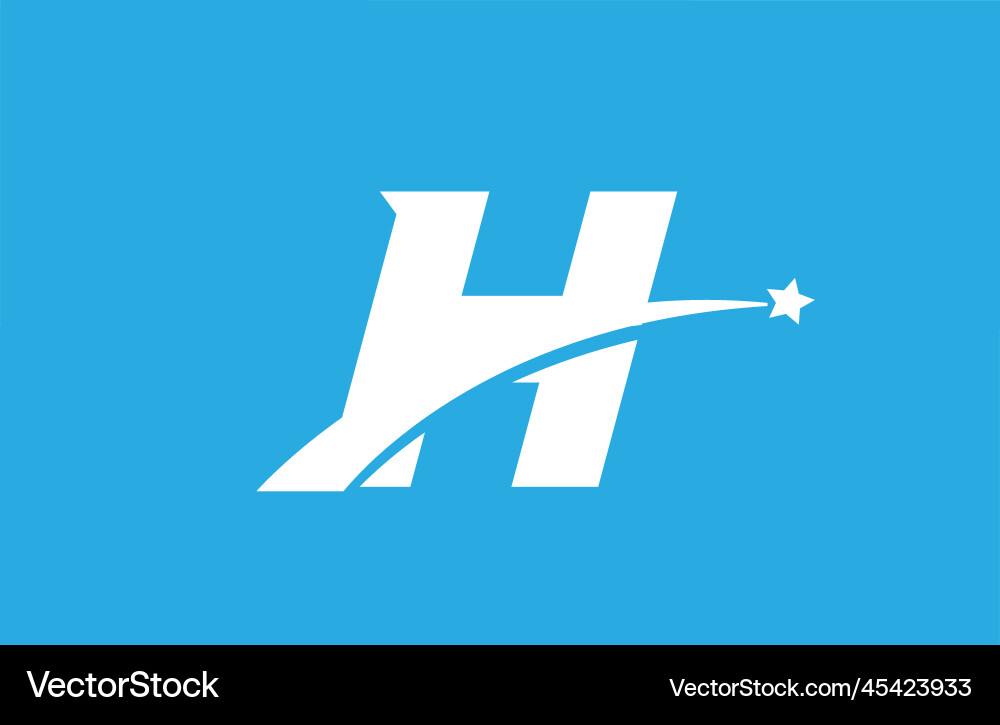 H white alphabet letter logo icon with star Vector Image