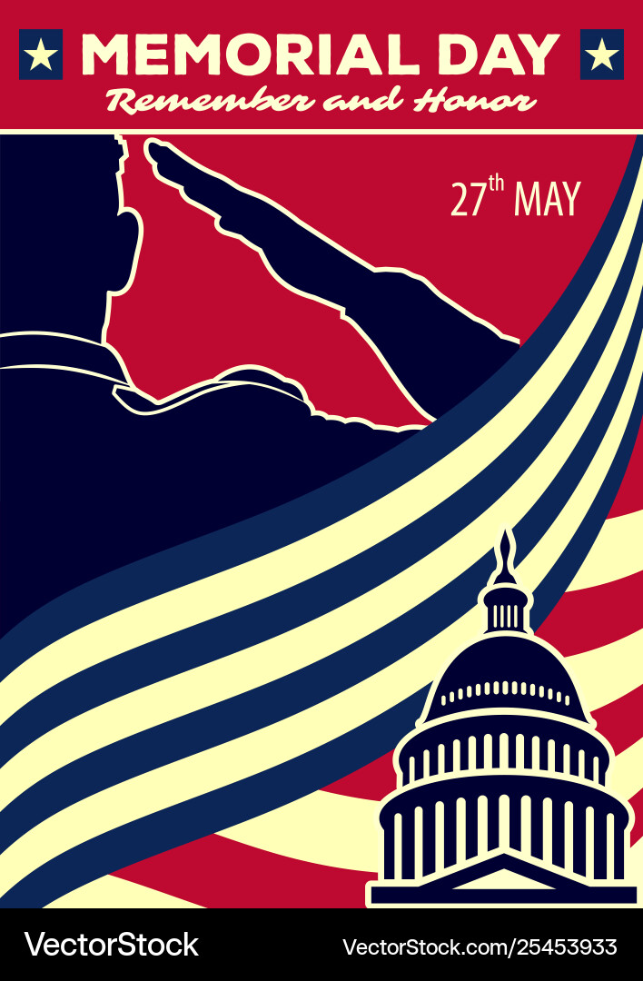 Memorial day poster template Royalty Free Vector Image