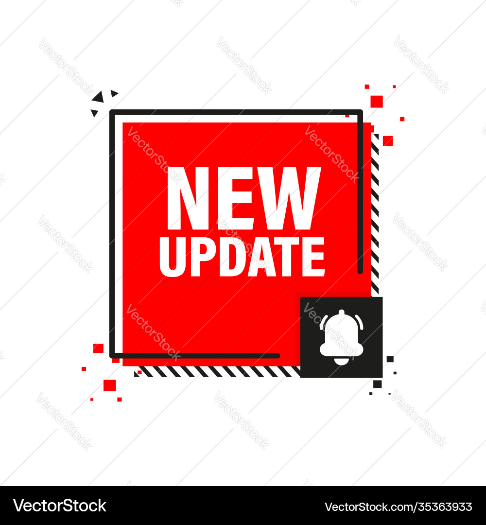 New update red label on white background red Vector Image