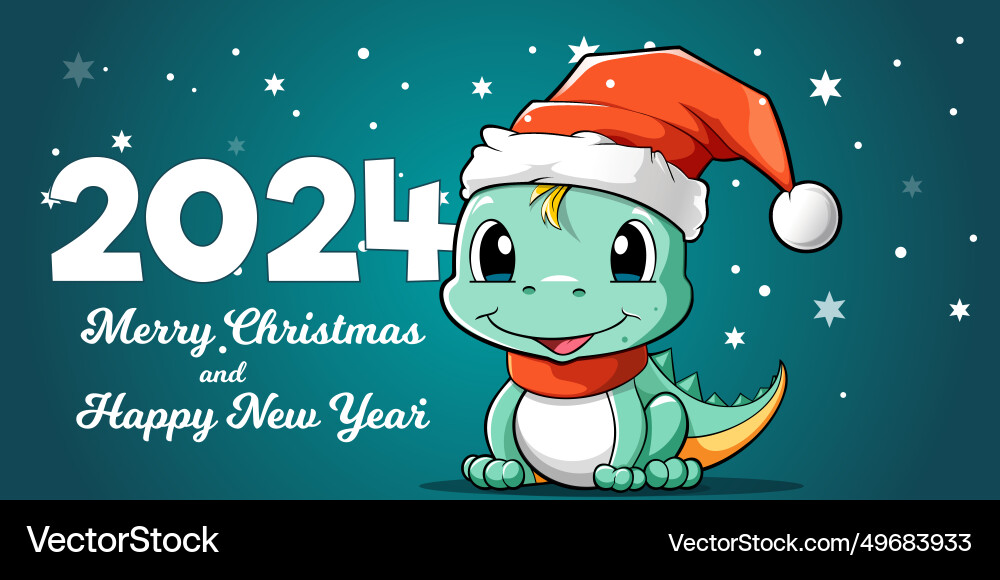 New year banner with cute green dragon Royalty Free Vector