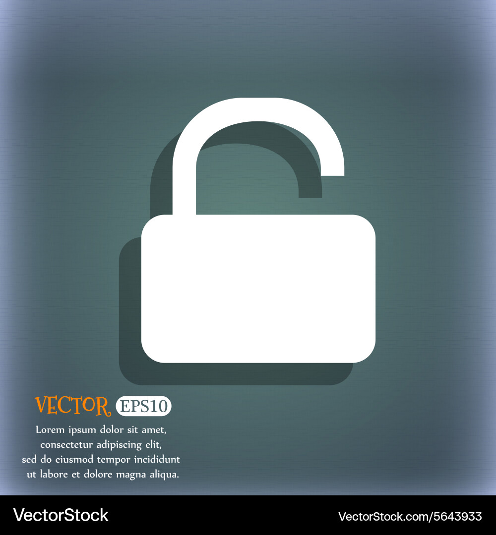 Open padlock icon symbol on the blue-green Vector Image