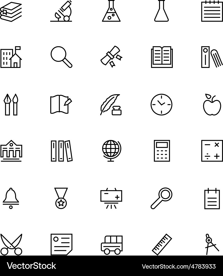 School and education line icons 4 Royalty Free Vector Image