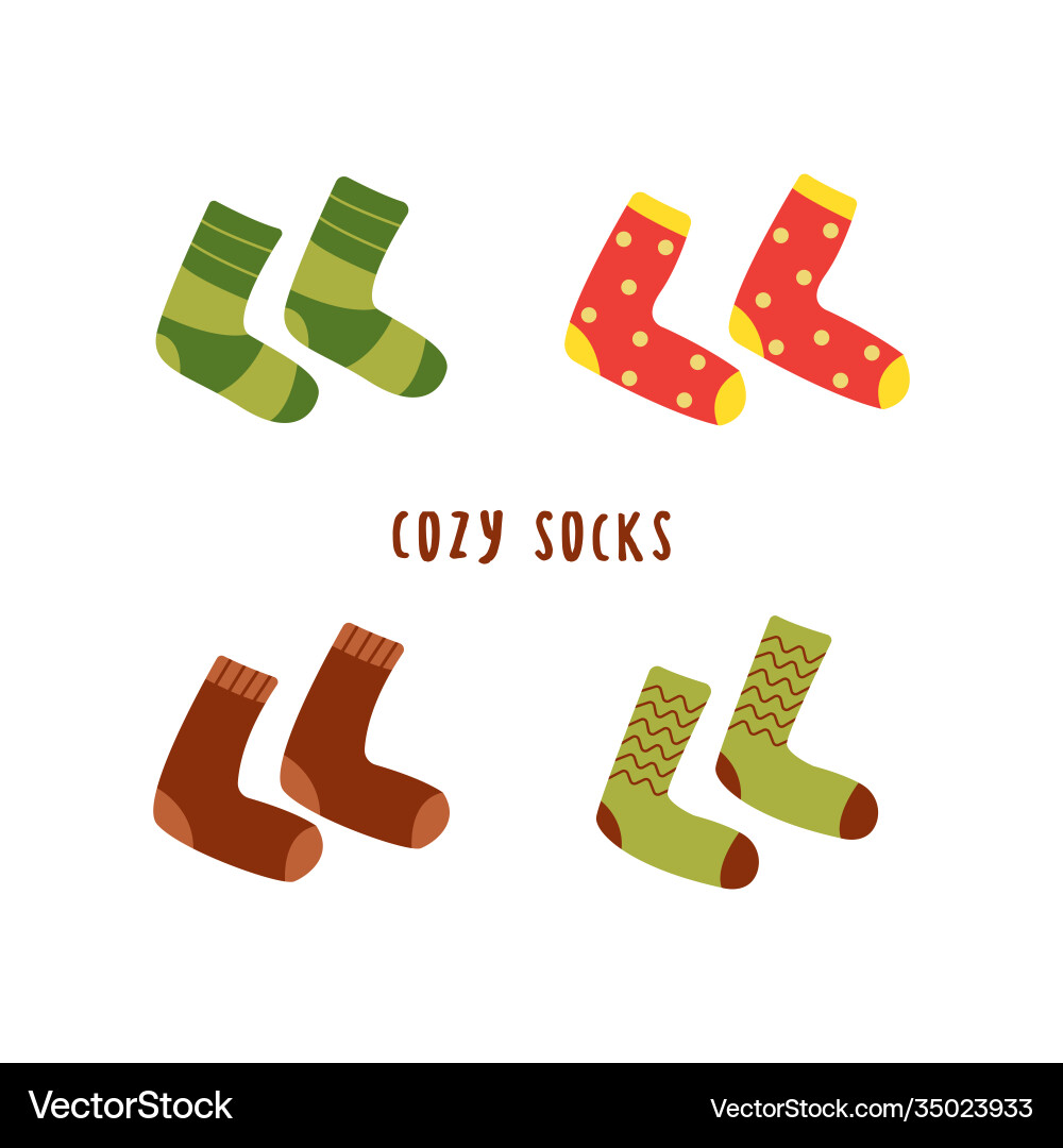 Set cozy socks winter or autumn socks isolated Vector Image