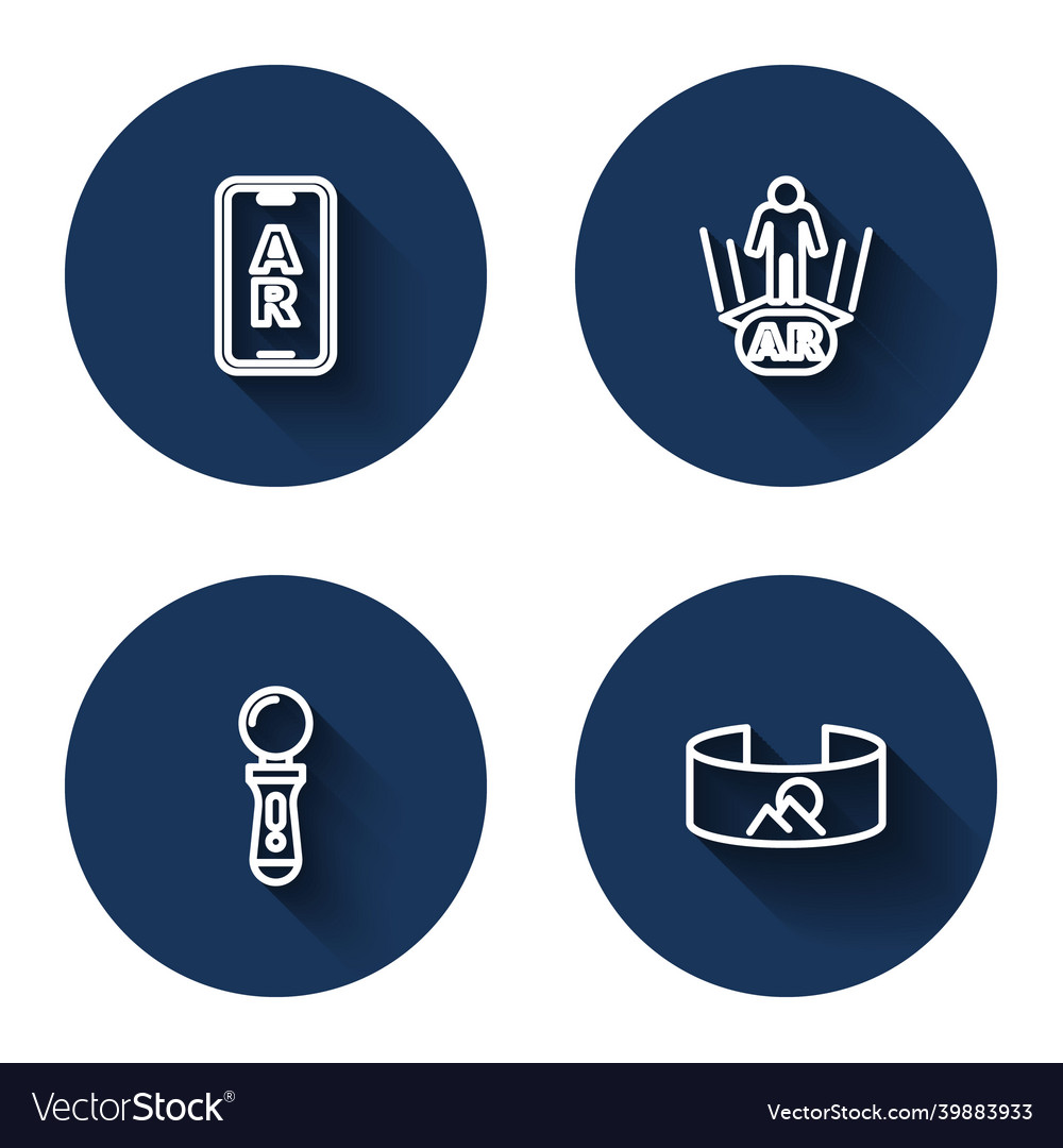 Set line augmented reality ar vr controller game Vector Image