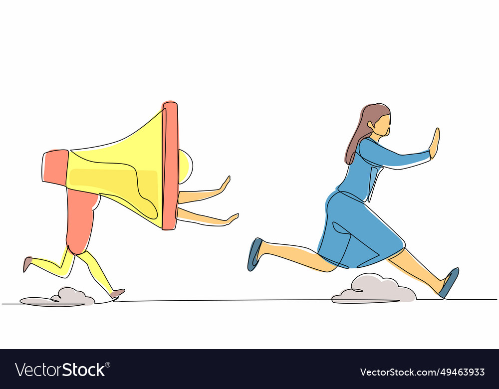 Single continuous line drawing scared Royalty Free Vector