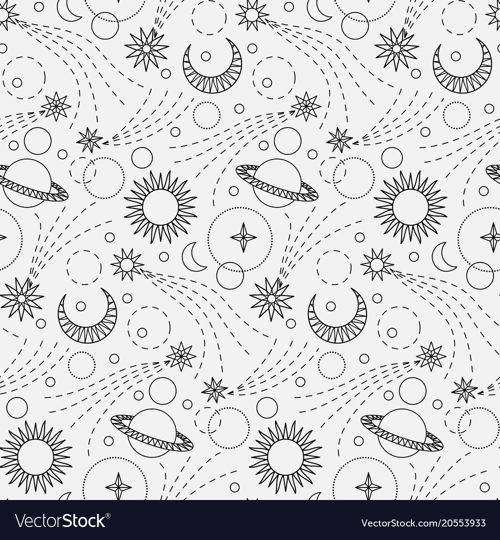 Space doodle seamless pattern Royalty Free Vector Image