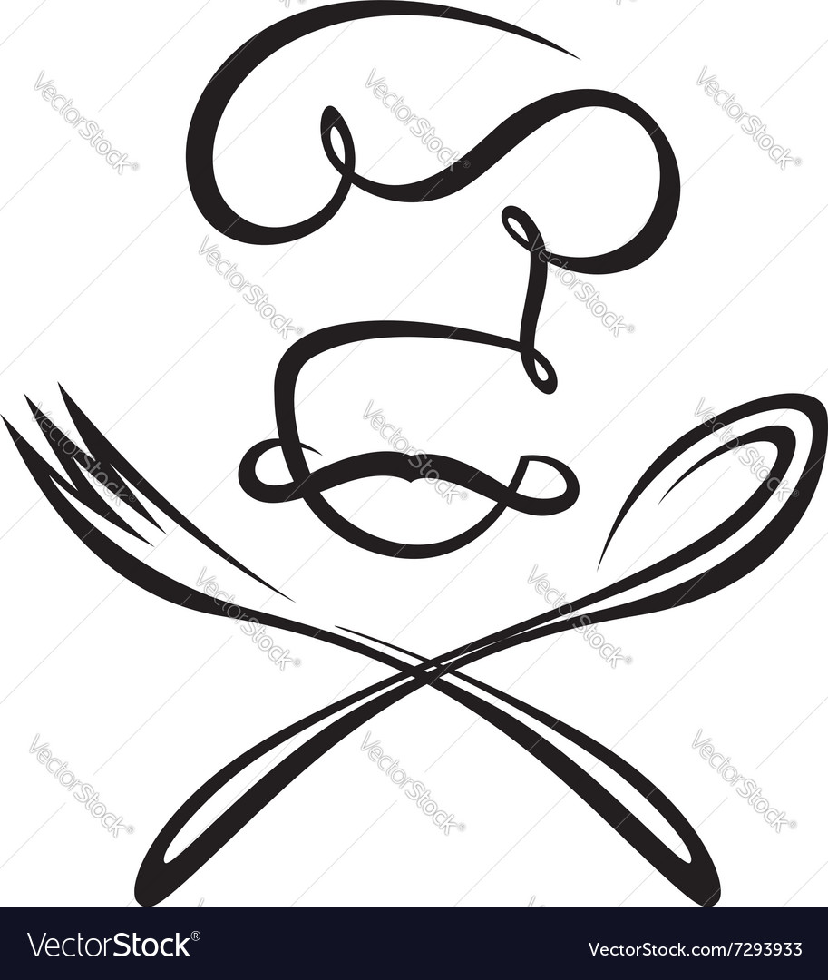 Spoon fork and chef Royalty Free Vector Image - VectorStock