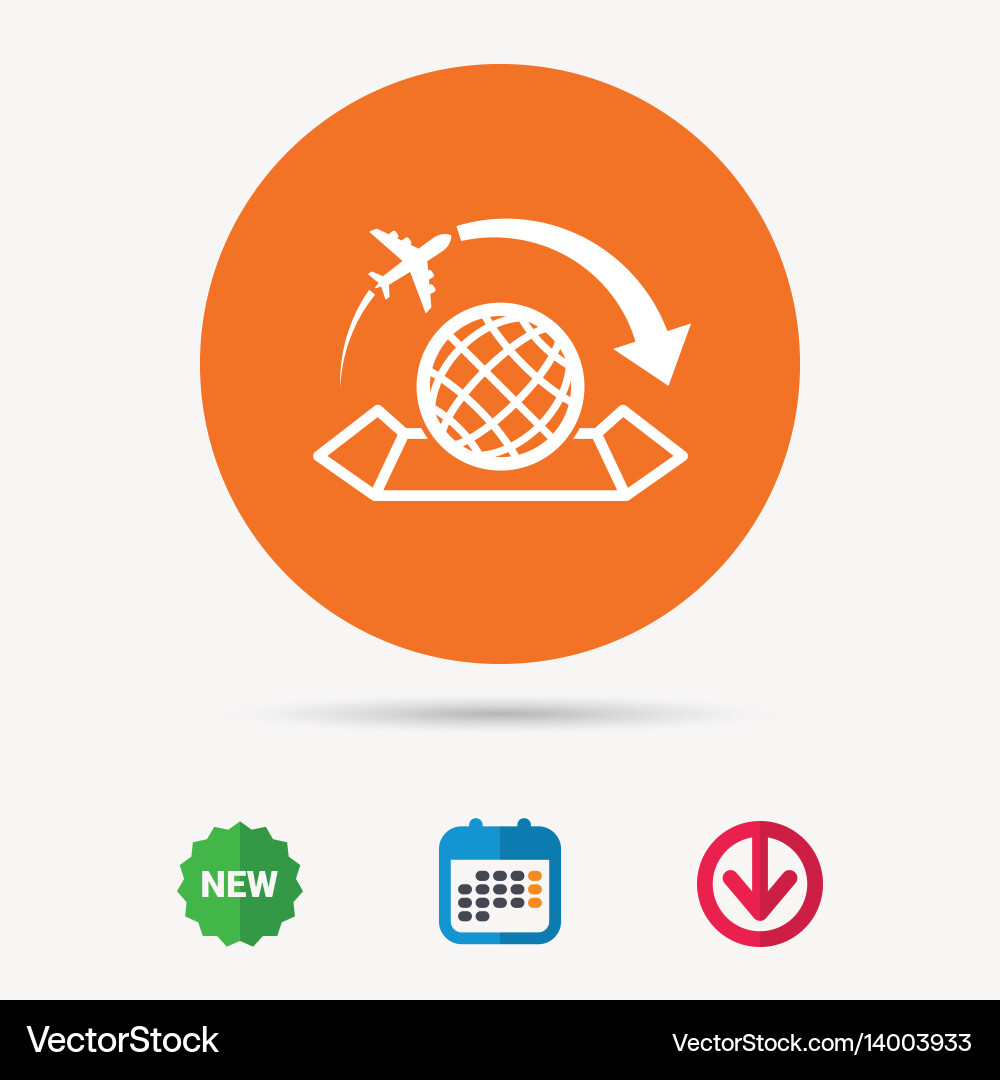 World map icon plane travel sign Royalty Free Vector Image