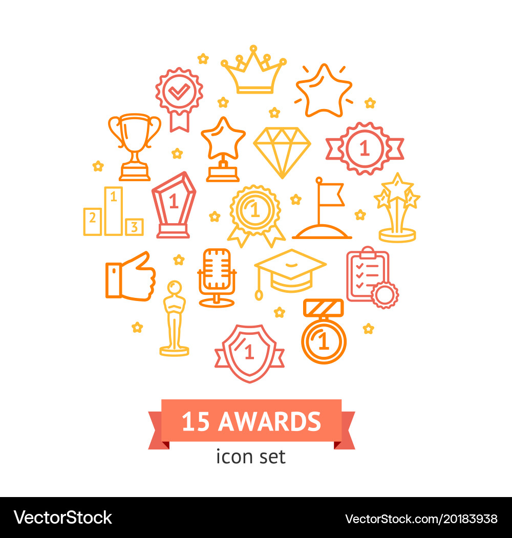 Award signs round design template line icon Vector Image