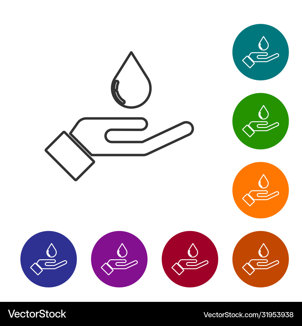 Black line washing hands with soap icon isolated Vector Image