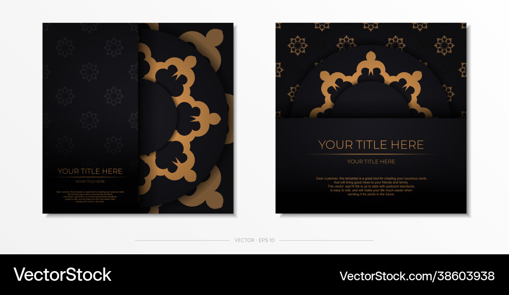 Dark invitation card design with abstract vintage Vector Image