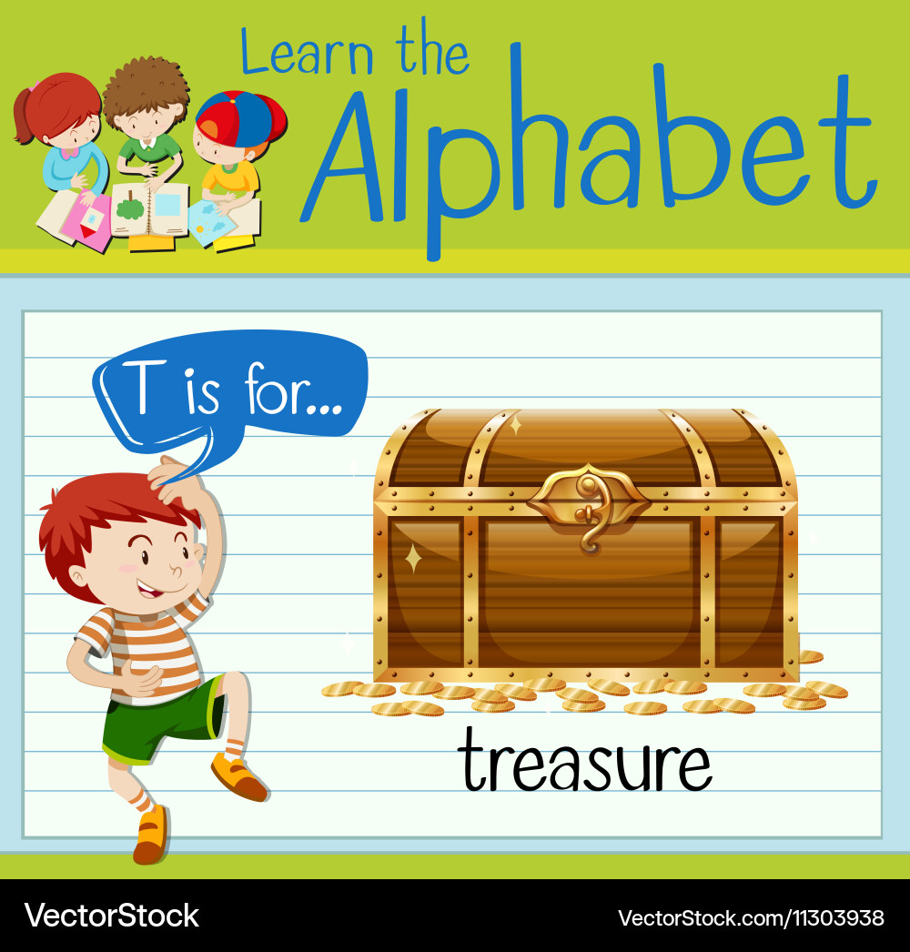 Flashcard letter t is for treasure Royalty Free Vector Image