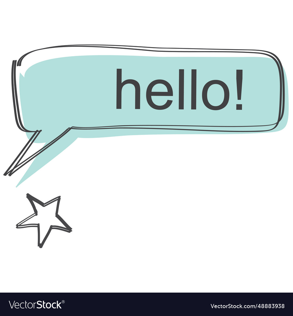 Hello comic speech doodle Royalty Free Vector Image
