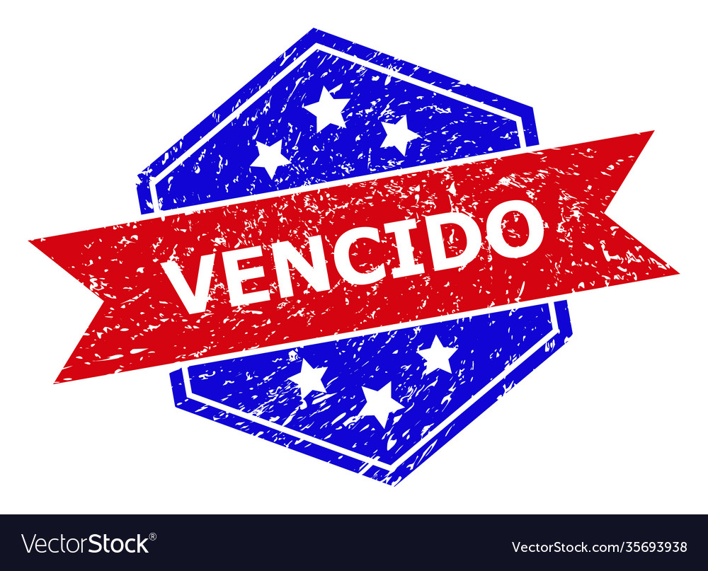 Hexagonal bicolor vencido rubber stamp Royalty Free Vector