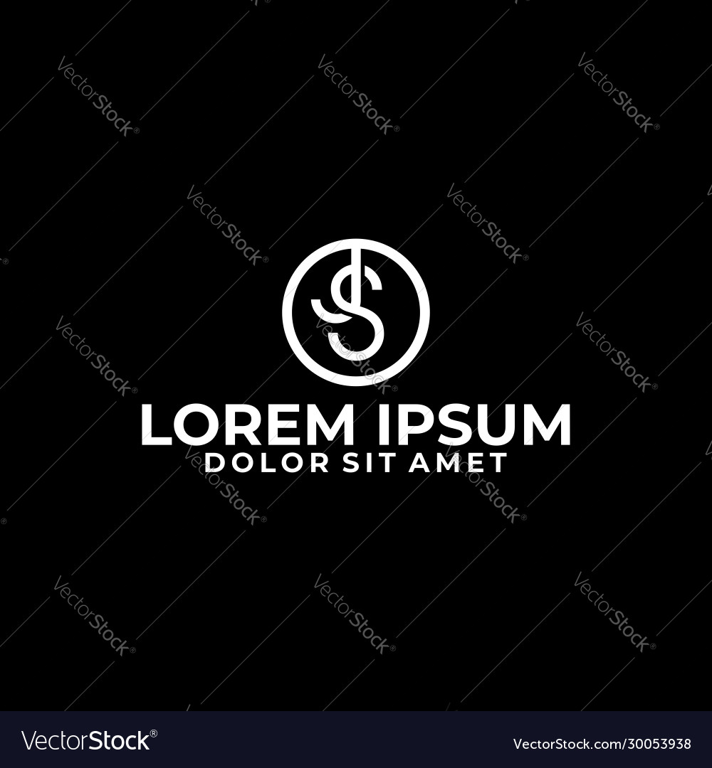 Initial letter js or sj logo template with circle Vector Image