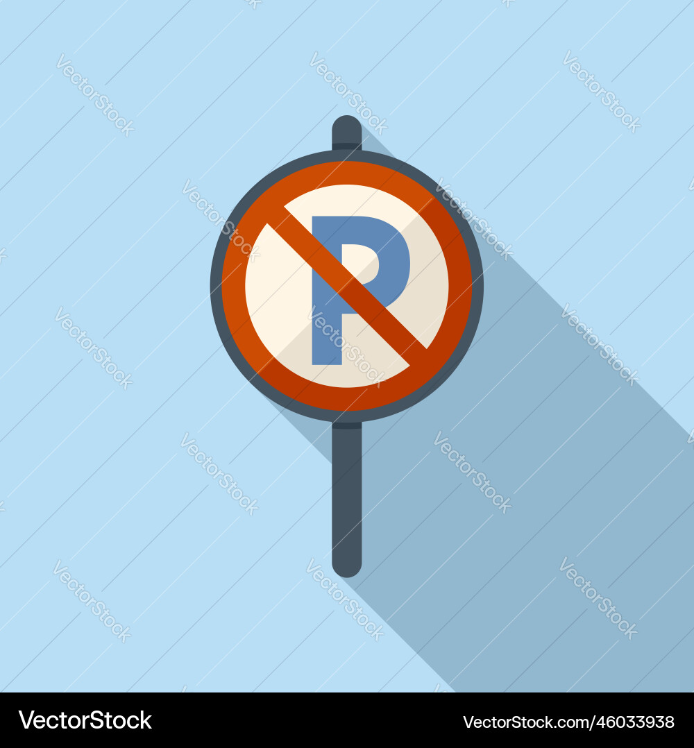 No parking sign icon flat park space Royalty Free Vector