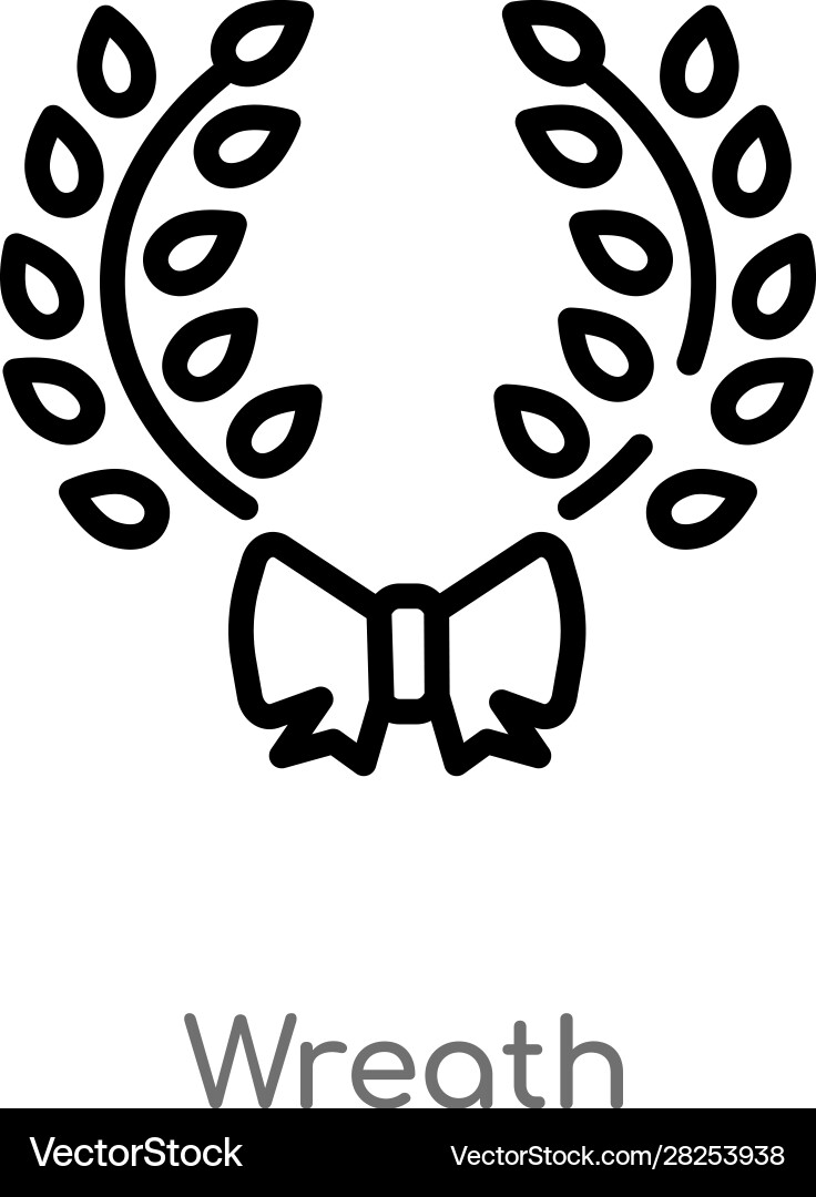 Outline wreath icon isolated black simple line Vector Image