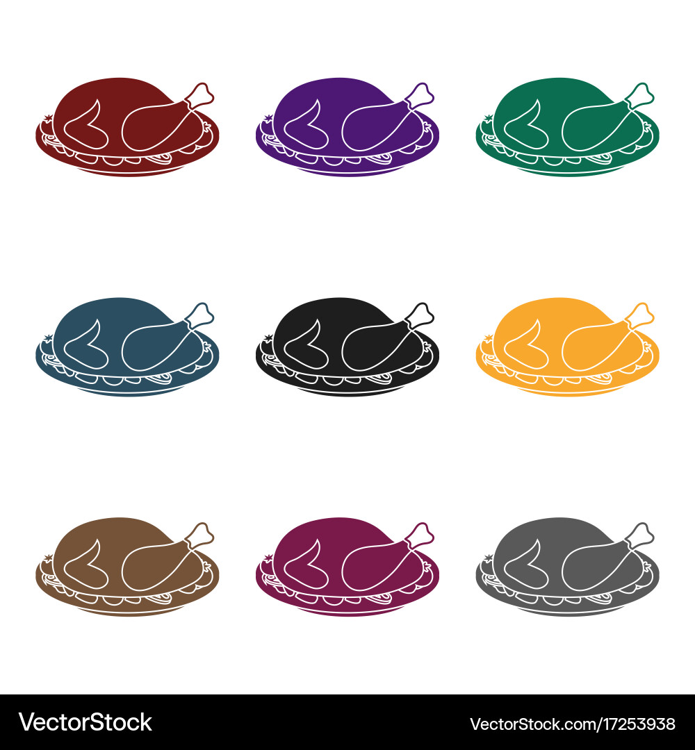 Roasted turkey icon in black style isolated Vector Image