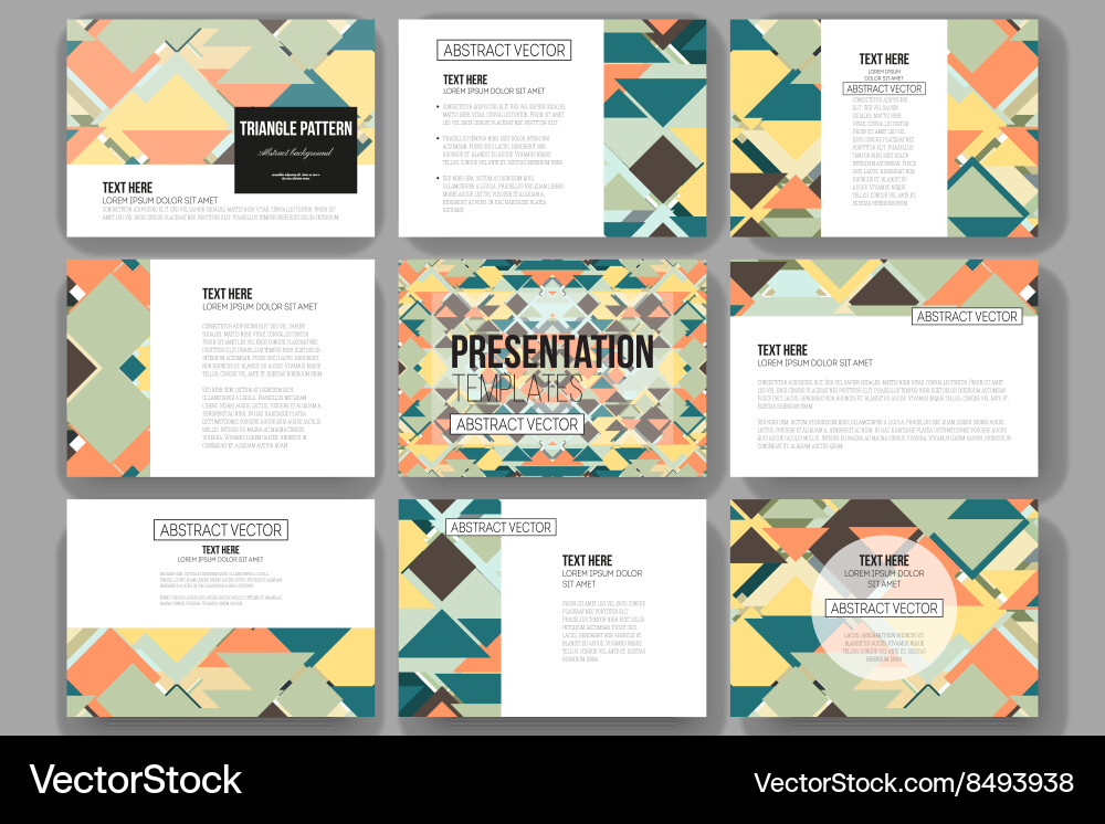 Set of 9 templates for presentation slides Vector Image