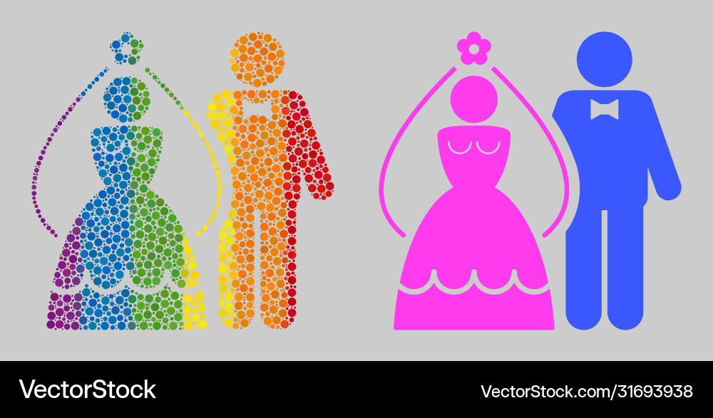 Spectrum newlyweds collage icon spheres Royalty Free Vector