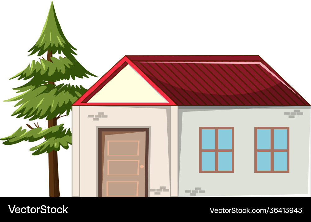 A small house with tree isolated on white Vector Image