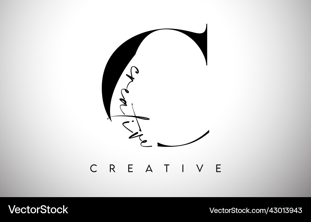 C letter design with creative cut and serif font Vector Image