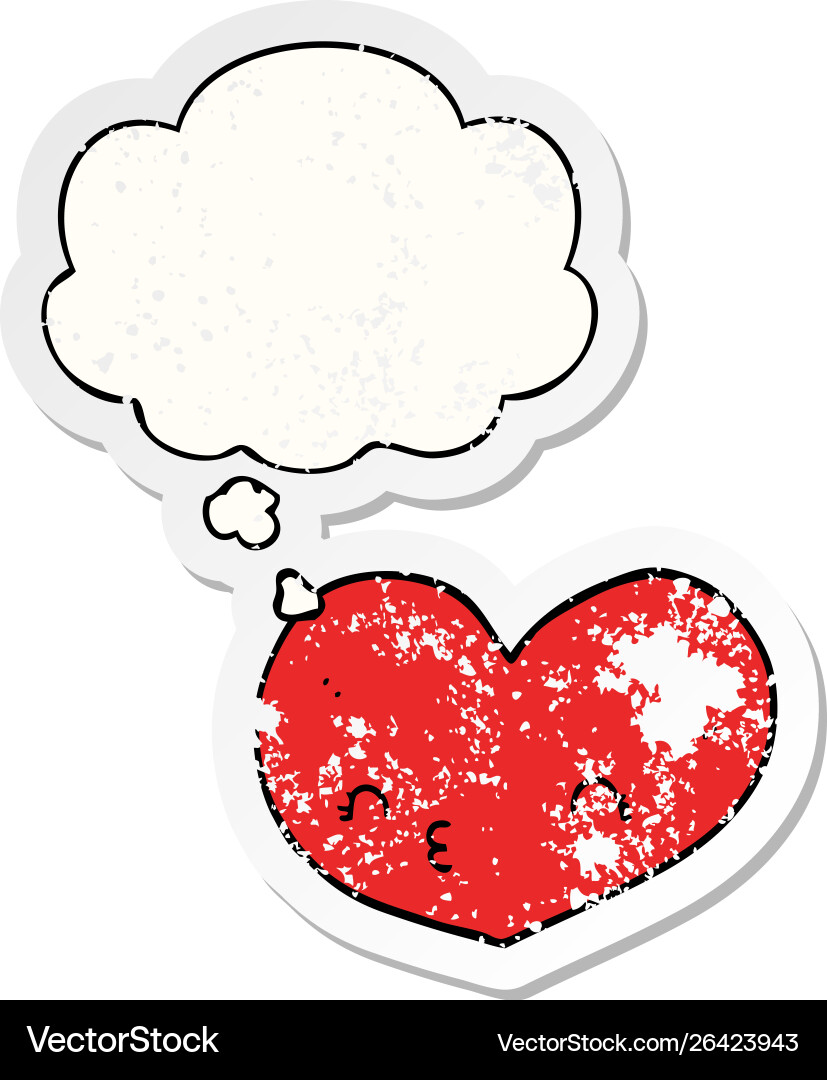 Cartoon love heart and thought bubble Royalty Free Vector