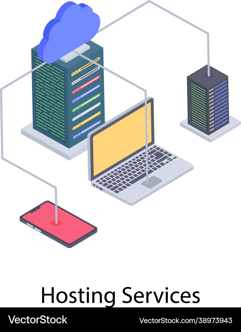 Cloud hosting services Royalty Free Vector Image