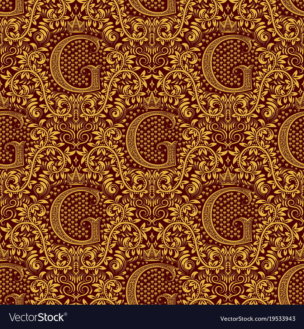 Damask seamless pattern repeating background Vector Image