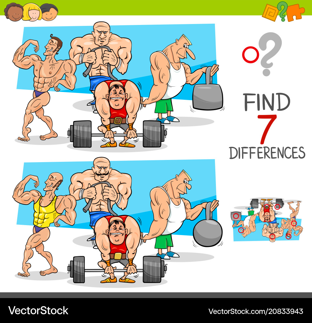 Find differences game with athletes sportsmen Vector Image