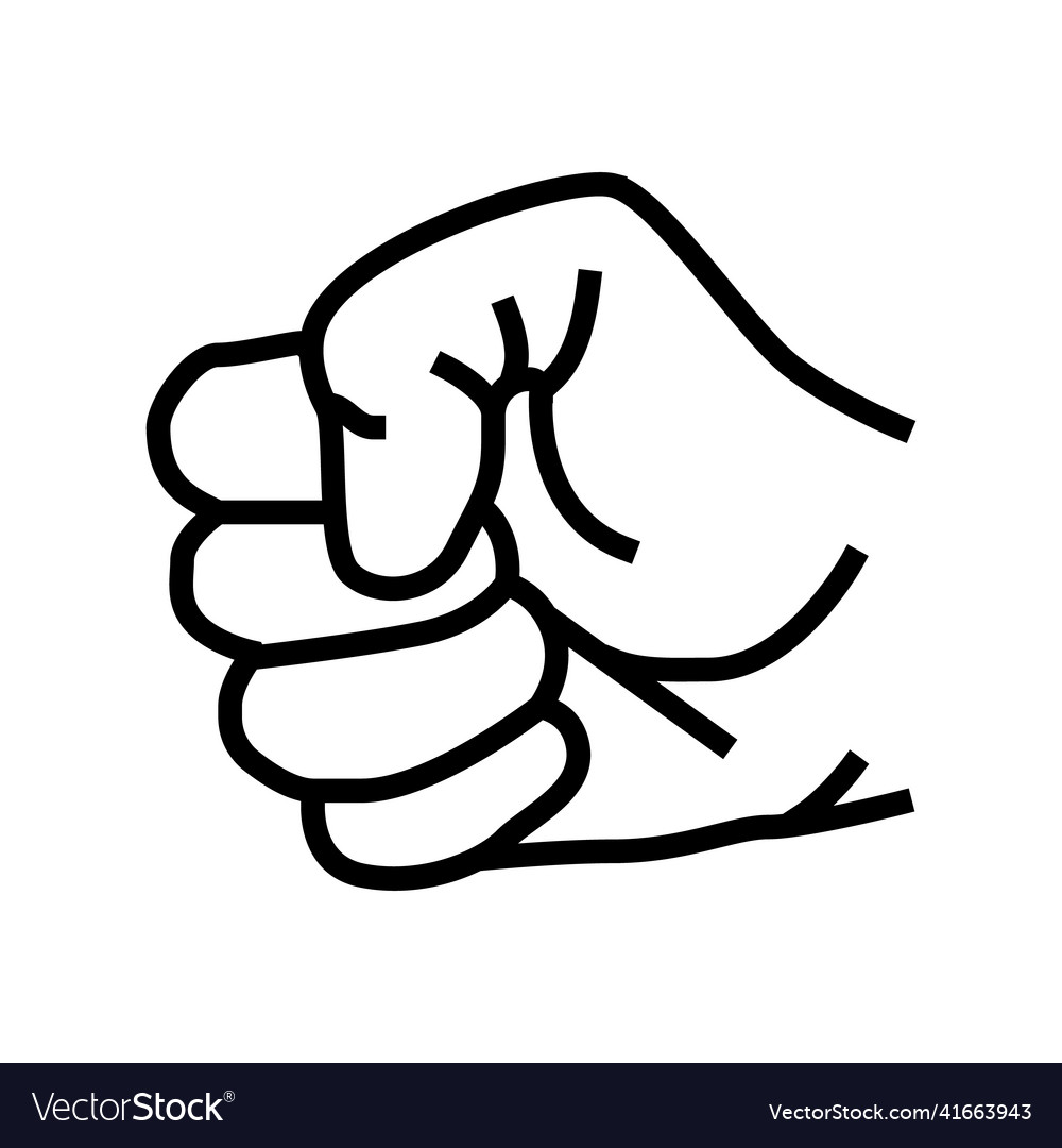 Fist hand gesture line icon Royalty Free Vector Image