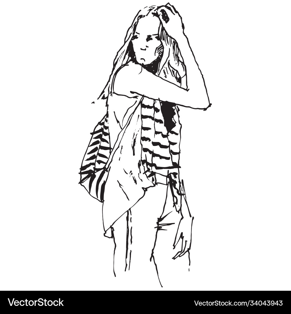 Free hand drawing a woman Royalty Free Vector Image